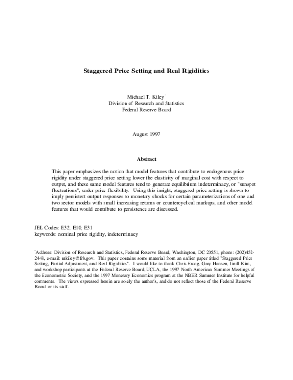 (PDF) Staggered Price Setting and Real Rigidities