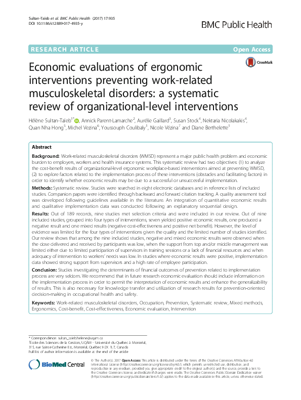 (PDF) Economic evaluations of ergonomic interventions preventing work-related musculoskeletal ...