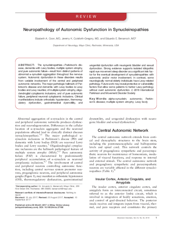 (PDF) Neuropathology of autonomic dysfunction in synucleinopathies