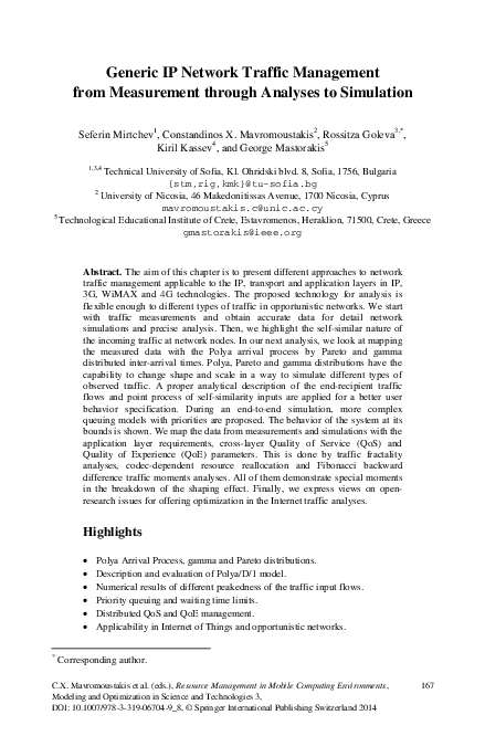 (PDF) Generic IP Network Traffic Management from Measurement through Analyses to Simulation
