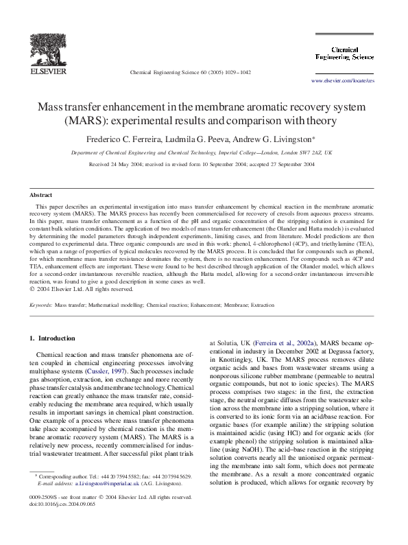 (PDF) Mass transfer enhancement in the membrane aromatic recovery ...