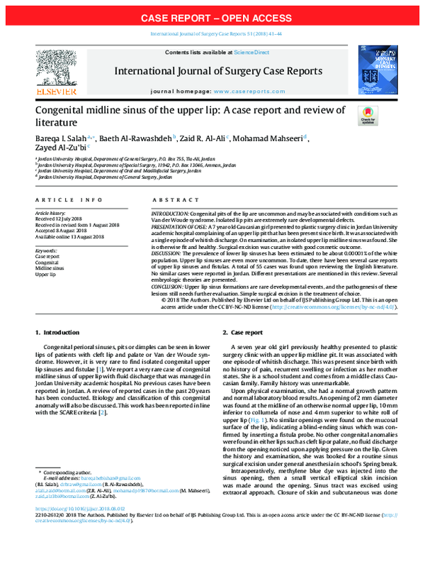 (PDF) Congenital midline sinus of the upper lip: A case report and ...