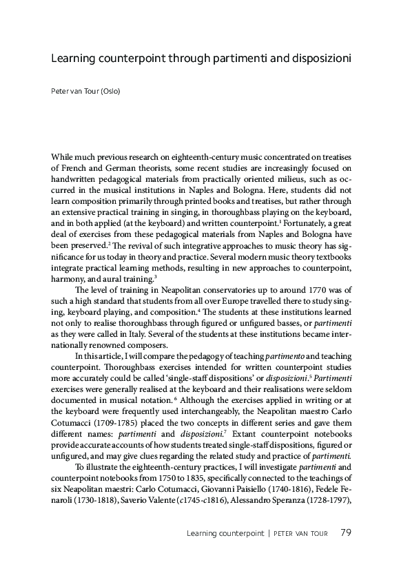 (PDF) Learning Counterpoint through Partimenti and Disposizioni