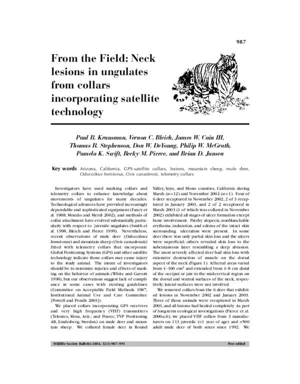 (PDF) Neck lesions in ungulates from collars incorporating satellite ...