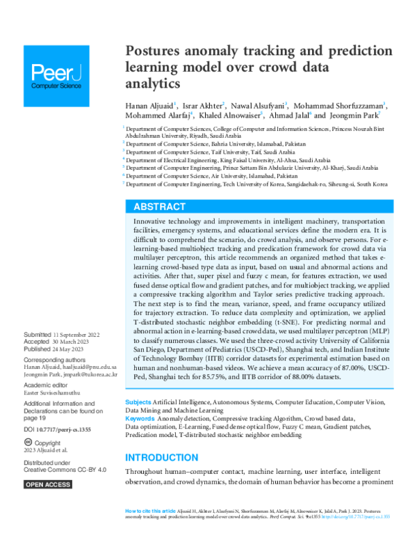 (PDF) Postures anomaly tracking and prediction learning model over crowd data analytics