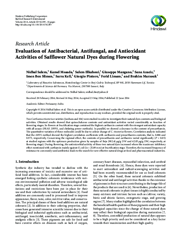 Pdf Evaluation Of Antibacterial Antifungal And Antioxidant