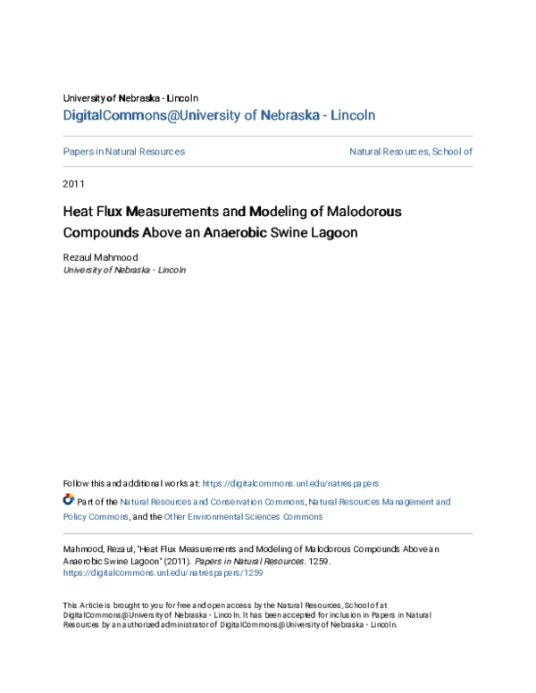 (PDF) Heat Flux Measurements and Modeling of Malodorous Compounds above ...