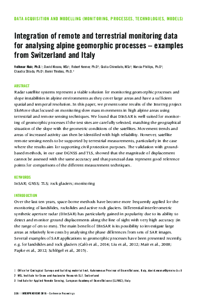 (PDF) Integration of remote and terrestrial monitoring data for ...