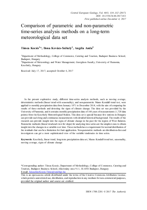 Pdf Time Series Analysis Of Long Term Climate Data