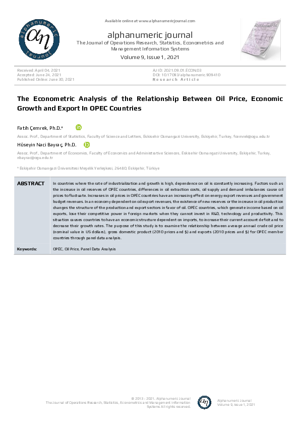 (PDF) The Econometric Analysis of the Relationship Between Oil Price ...
