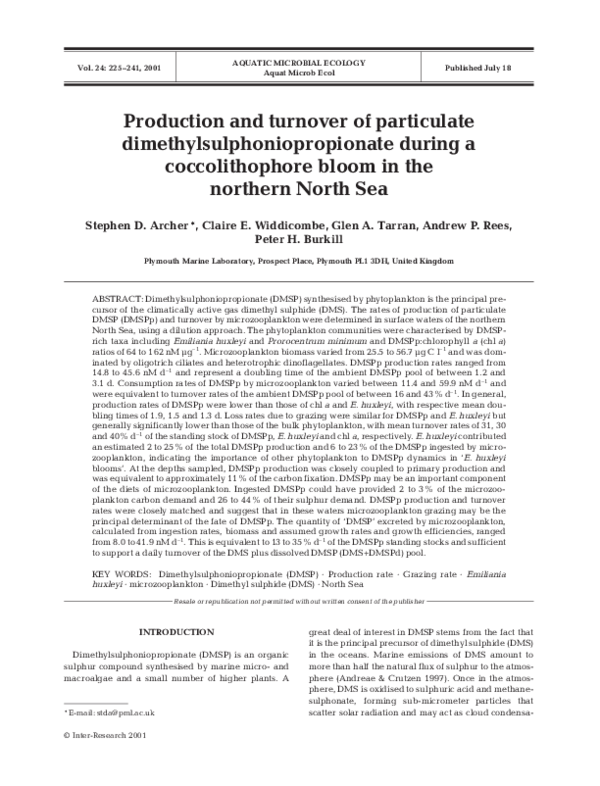 (PDF) Production and turnover of particulate ...