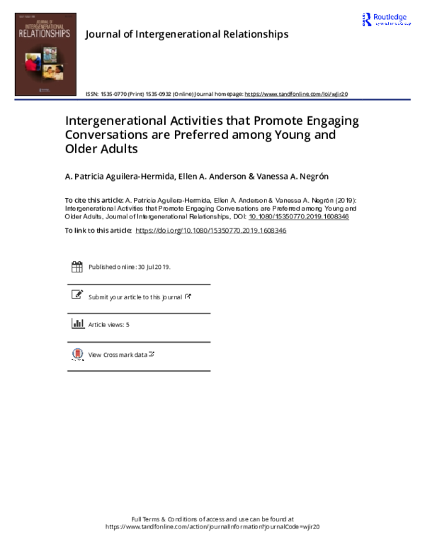 (PDF) Intergenerational Activities that Promote Engaging Conversations ...