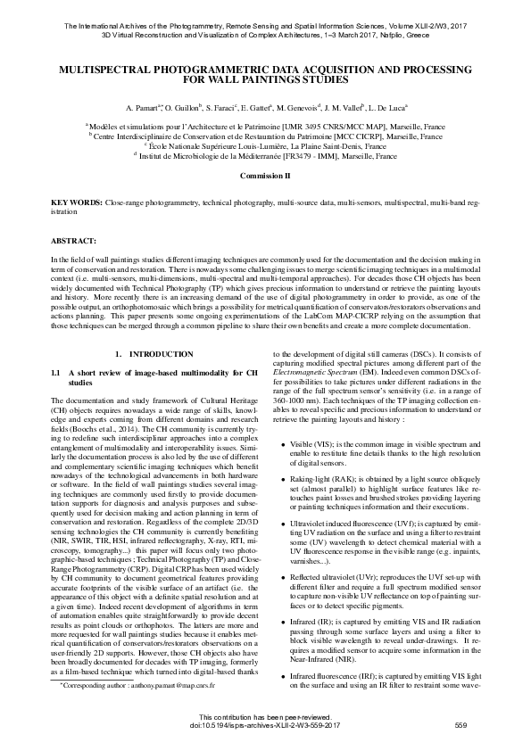 (PDF) Multispectral Photogrammetric Data Acquisition and Processing Forwall Paintings Studies