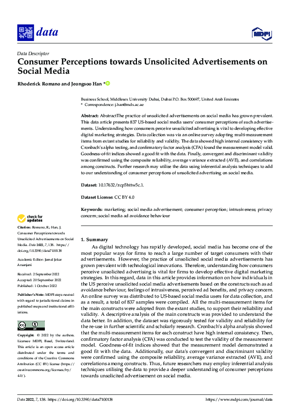(PDF) Consumer Perceptions towards Unsolicited Advertisements on Social ...