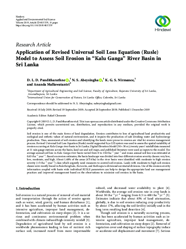 (PDF) Application of the revised universal soil loss equation model on ...