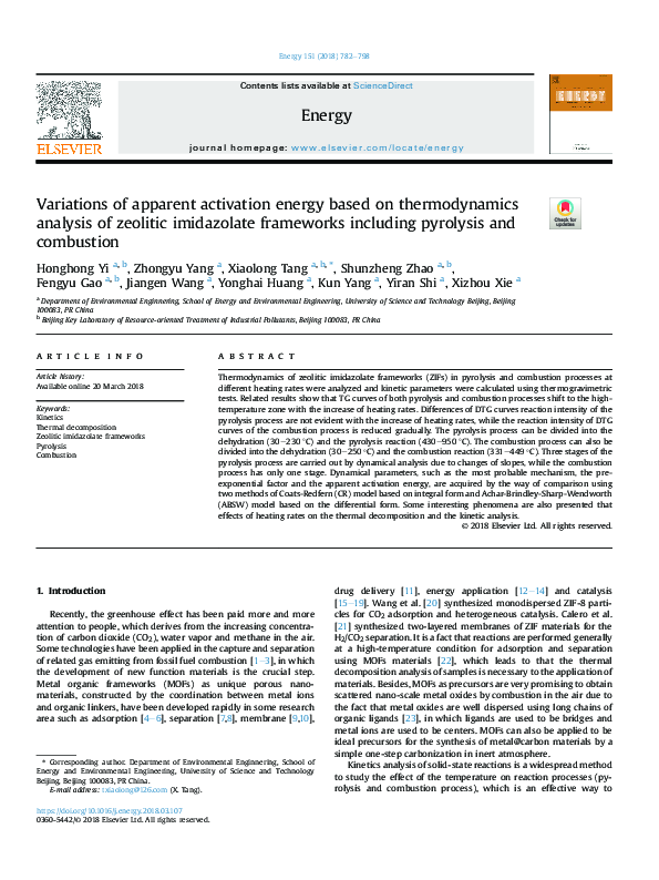 (PDF) Variations of apparent activation energy based on thermodynamics analysis of zeolitic ...