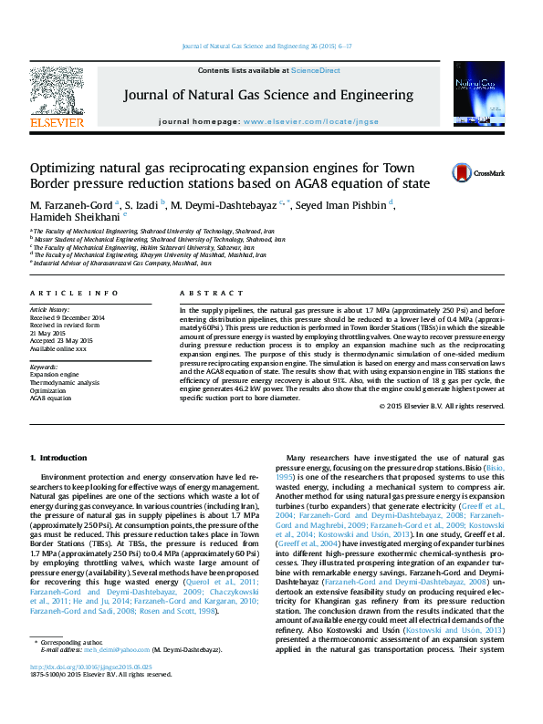 (PDF) Optimizing natural gas reciprocating expansion engines for Town ...