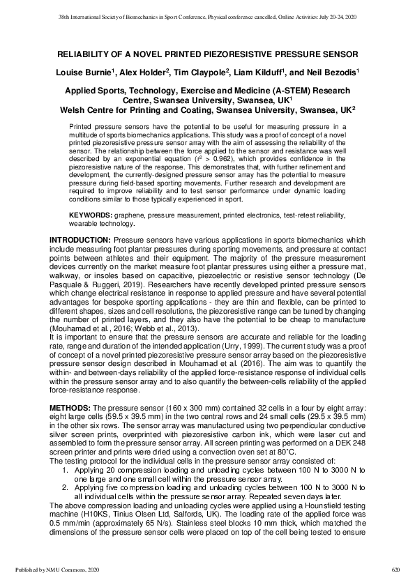 (PDF) Reliability of a Novel Printed Piezoresistive Pressure Sensor