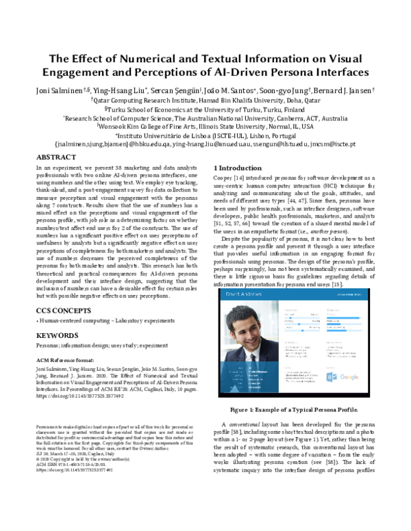 Pdf Impact Of Numerical Vs Textual Data On Ai Personas