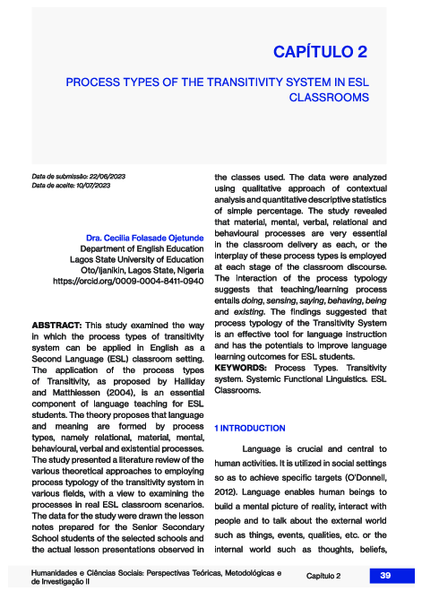 (PDF) Process Types of the Transitivity System in ESL Classrooms