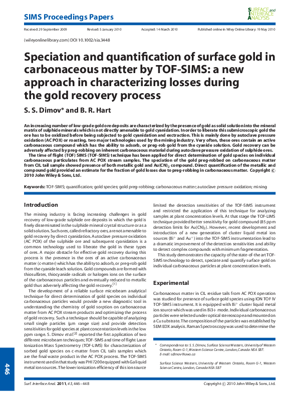 (PDF) Speciation and quantification of surface gold in carbonaceous ...