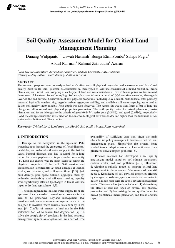 (PDF) Soil Quality Index and Land Use Effects