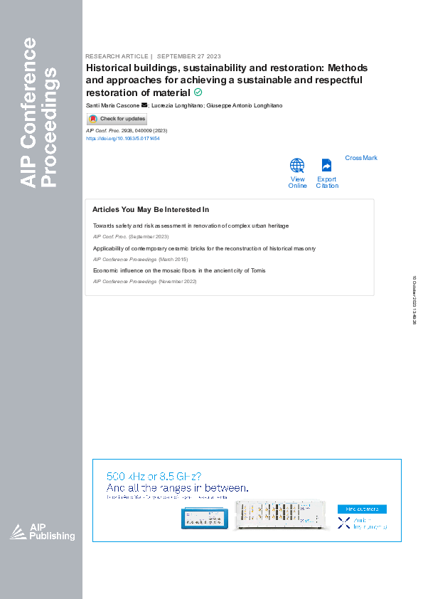 (PDF) Historical buildings, sustainability and restoration: Methods and ...