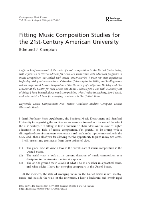 (PDF) Fitting Music Composition Studies for the 21st-Century American ...