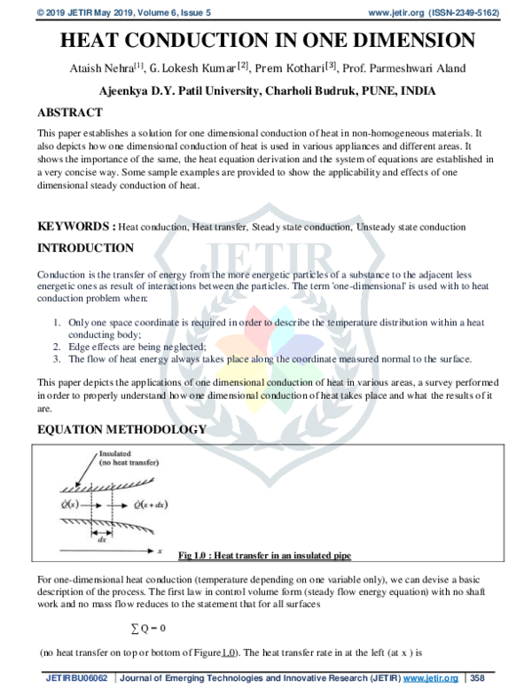 (PDF) Heat Conduction in One Dimension