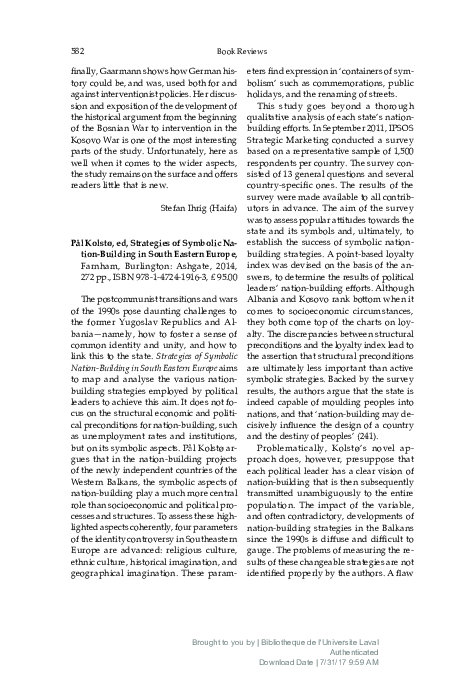 (PDF) Strategies of symbolic nation building in South Eastern Europe