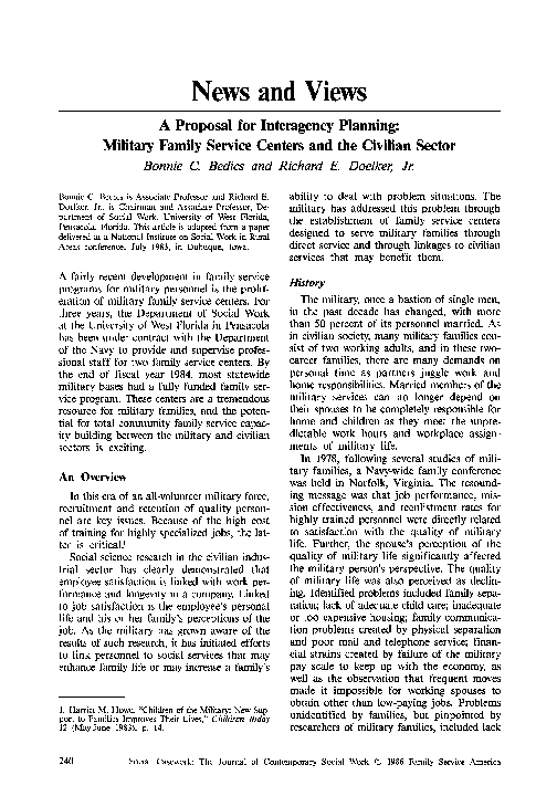 (PDF) A Proposal for Interagency Planning: Military Family Service ...