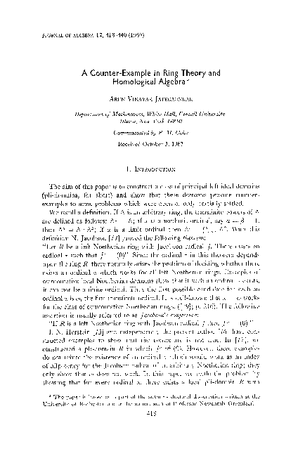 (PDF) A counter-example in ring theory and homological algebra