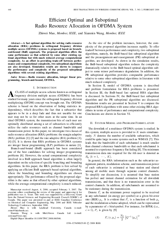 Pdf Optimal Radio Resource Allocation In Ofdma