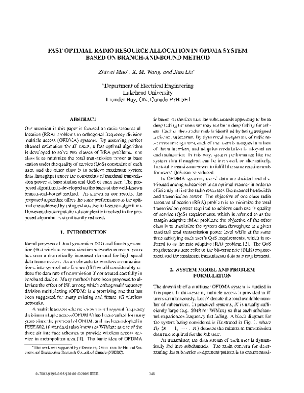 Pdf Fast Optimal Radio Resource Allocation In Ofdma System Based On Branch And Bound Method