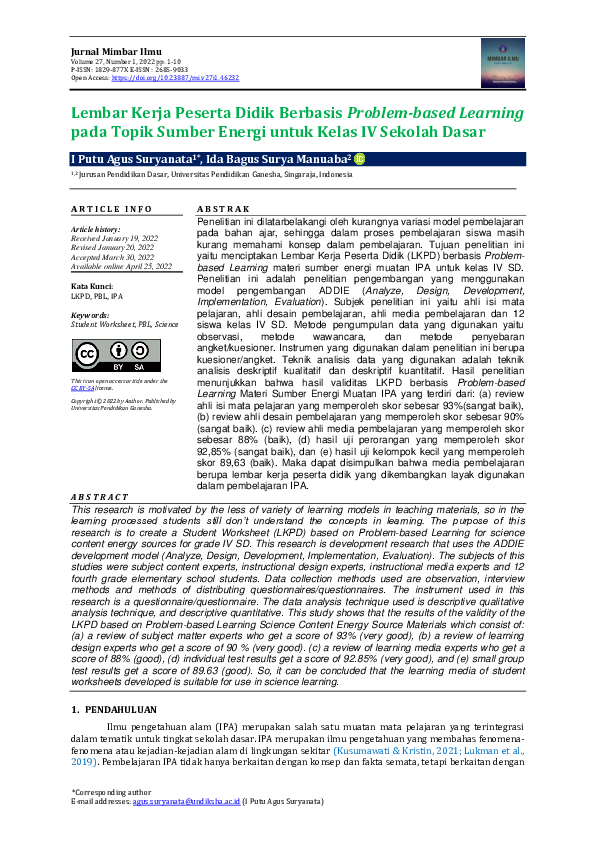 (PDF) Lembar Kerja Peserta Didik Berbasis Problem-based Learning pada ...