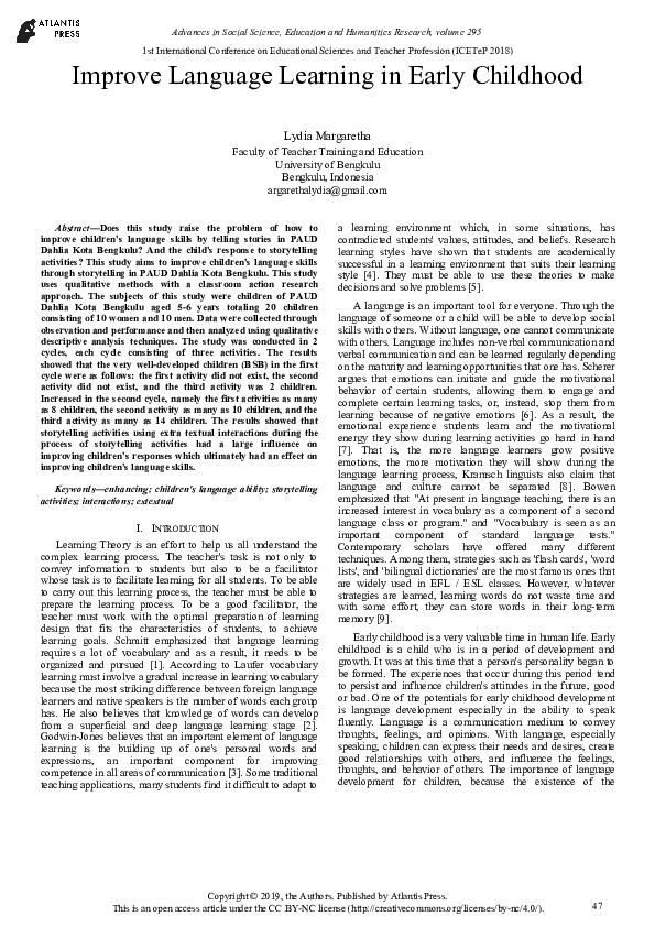 (PDF) Improve Language Learning in Early Childhood