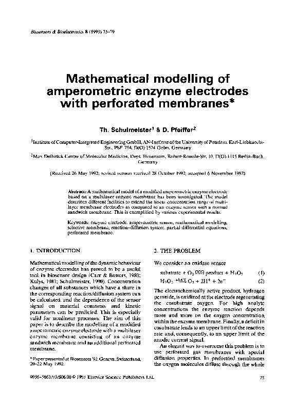 (PDF) Mathematical modelling of amperometric enzyme electrodes with ...