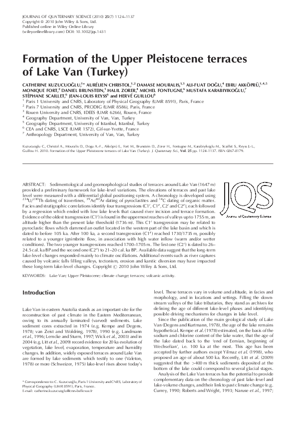 (PDF) The formation of the Upper Pleistocene terraces of Lake Van ...