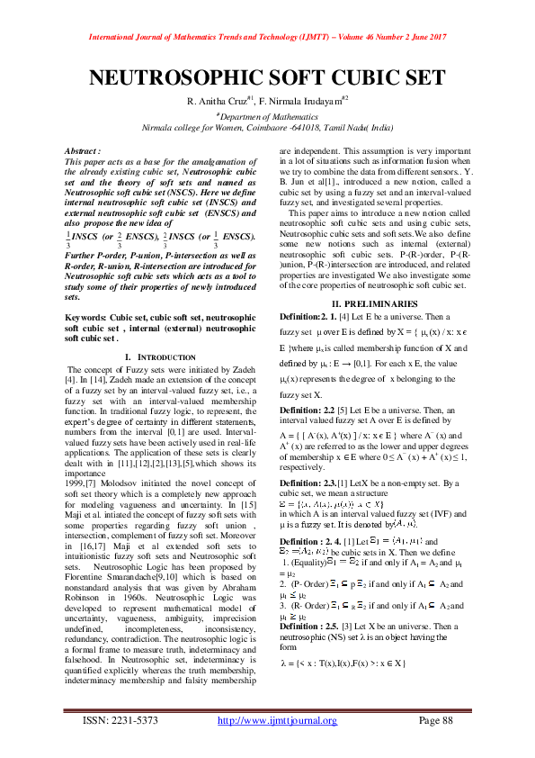 (PDF) Neutrosophic Soft Cubic Set