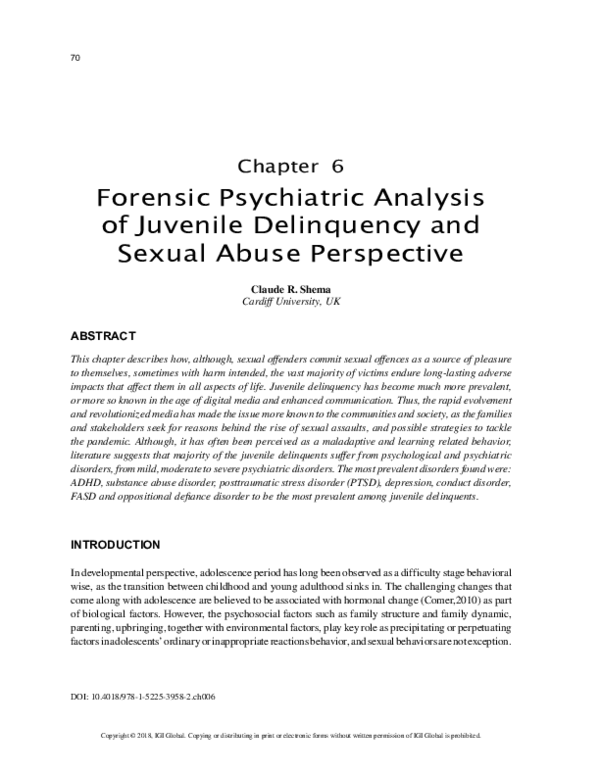 (PDF) Forensic Psychiatric Analysis of Juvenile Delinquency and Sexual Abuse Perspective
