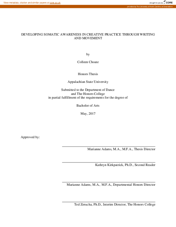 (PDF) Developing Somatic Awareness In Creative Practice Through Writing ...