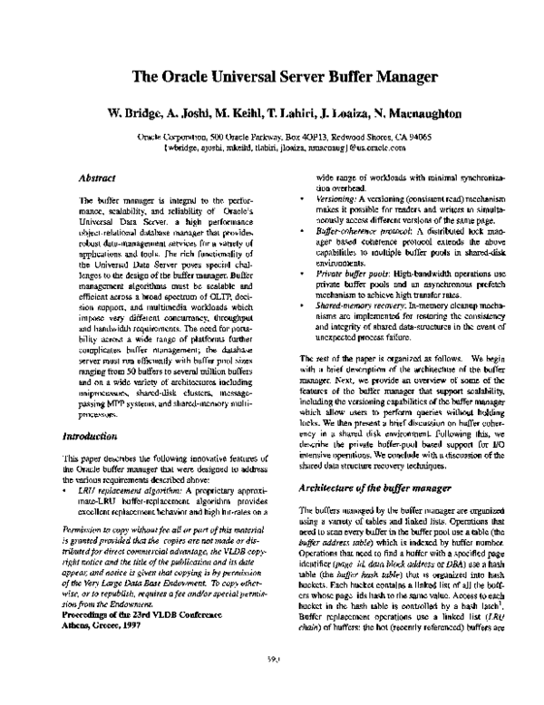 (PDF) The oracle universal server buffer manager