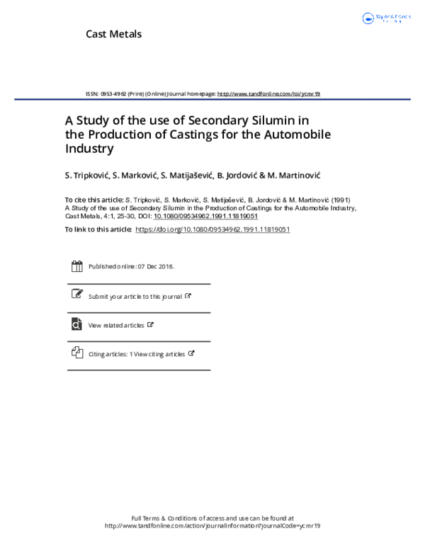 (PDF) A Study of the use of Secondary Silumin in the Production of ...