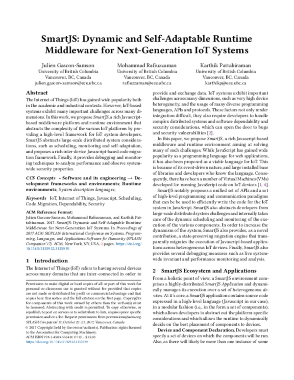 (PDF) SmartJS: dynamic and self-adaptable runtime middleware for next-generation IoT systems