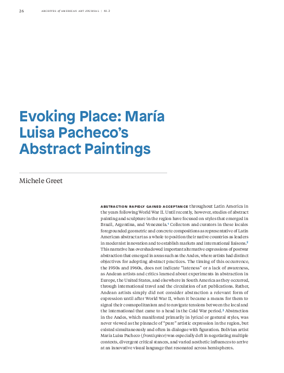 (PDF) Evoking Place: María Luisa Pacheco's Abstract Paintings