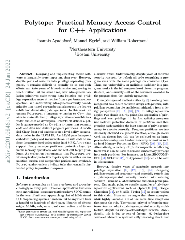 (PDF) Polytope: Practical Memory Access Control for C++ Applications