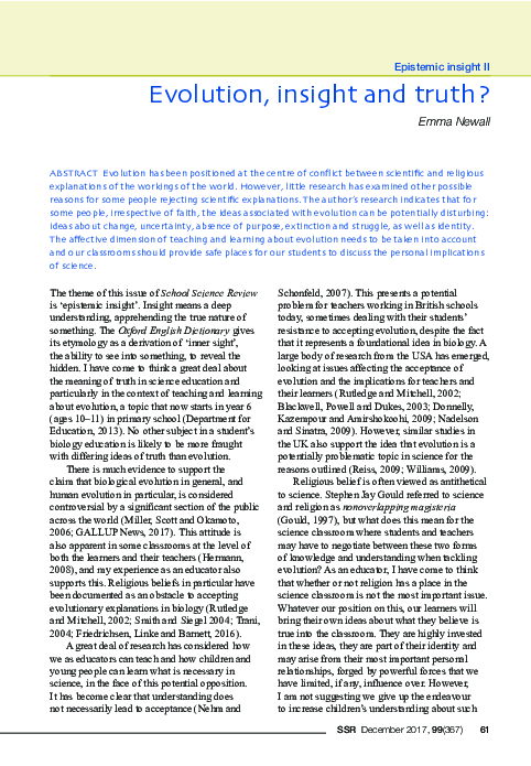 Evolution, Insight and Truth?