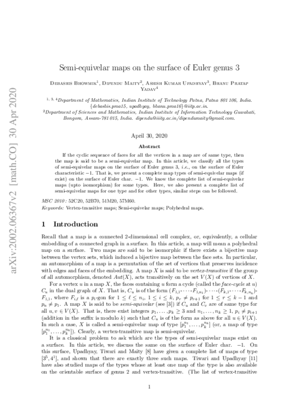 (PDF) Semi-equivelar maps on the surface of Euler genus 3