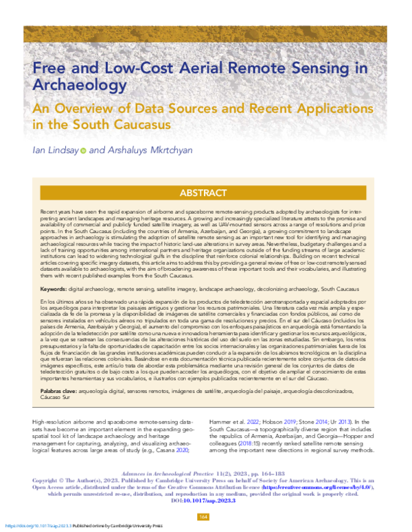 (PDF) Free and Low-Cost Aerial Remote Sensing in Archaeology