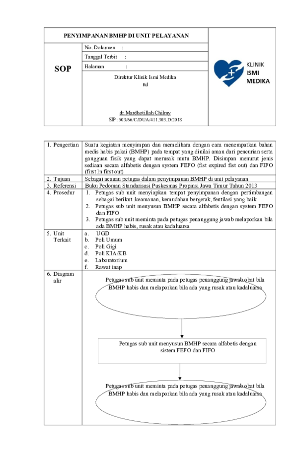 (DOC) SOP PENYIMPANAN BMHP DI UNIT PELAYANAN